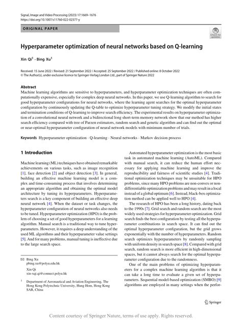hyperparameter optimization of neural networks based on q learning