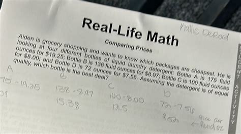 Real Life Math Comparing Prices Alden Is Grocery Shopping And Wants To