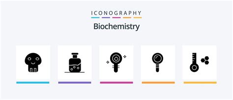 Biochemistry Glyph 5 Icon Pack Including Temperature Find