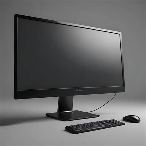 A Black Computer Monitor With A Black Keyboard And Mouse On A White Background Premium Ai