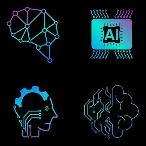 Set Of Four Technology Icons Vector Ai Vector Concept 4 Icons Of Ai