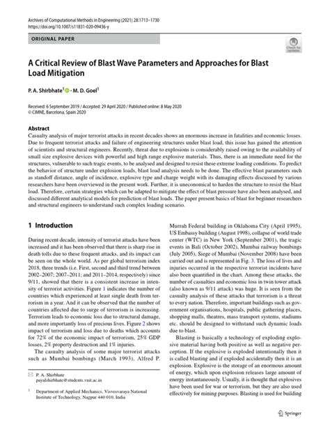 A Critical Review Of Blast Wave Parameters And Approaches For Blast