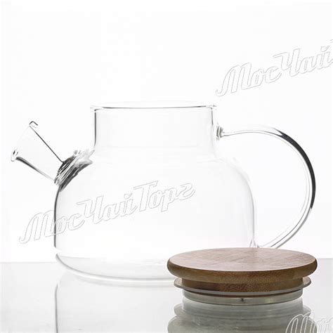 Чайник стеклянный с бамбуковой крышкой 800 мл