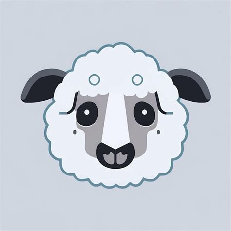 Lindo Personaje De Cabeza De Oveja Estilo Kawaii Diseño De Icono De
