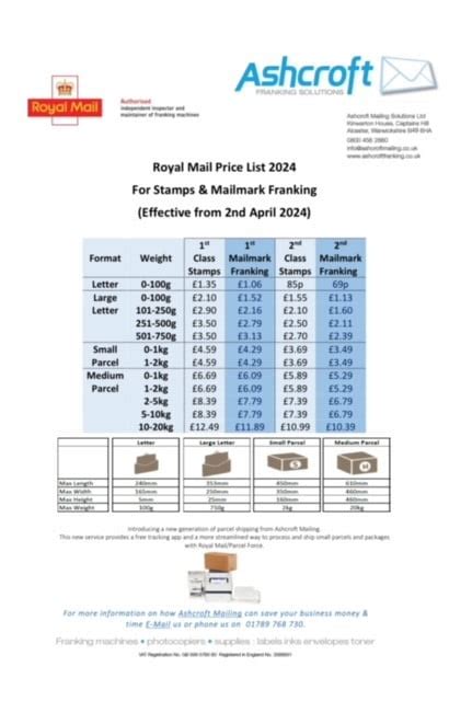 Royal Mail Price Increase 2024 Ashcroft Mailing Solutions Limited