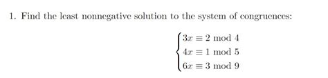 solved 1 find the least nonnegative solution to the system