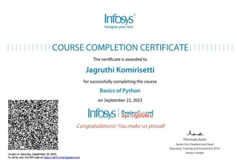 Jagruthi Komirisetti On Linkedin Infosysspringboard Basicsofpython