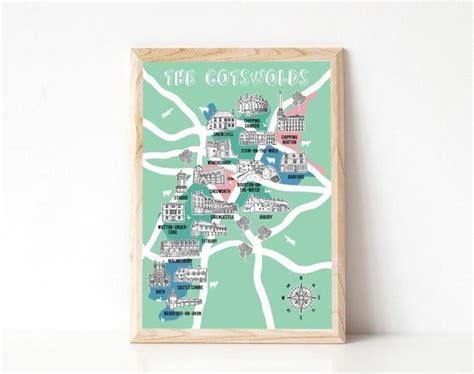 Cotswolds Map Cotswold Gifts Map Illustration County Map Map Gift