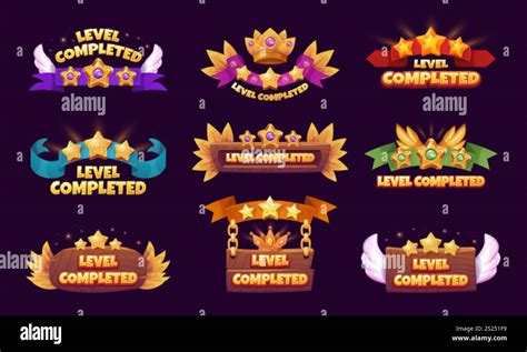Game Level Complete Completed Gaming Map Or Victory Win Achievement Ui