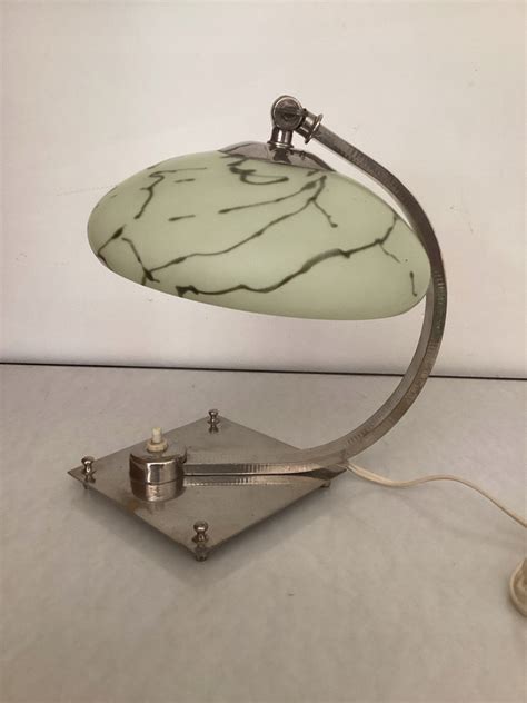 Art Deco Lampka Nocna Nikiel Klosz Zawiercie 12587542747 Oficjalne