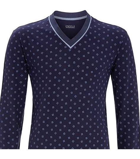 Robe De Chambre Col V Et Manches Longues Ringella En Coton Bleu Marine