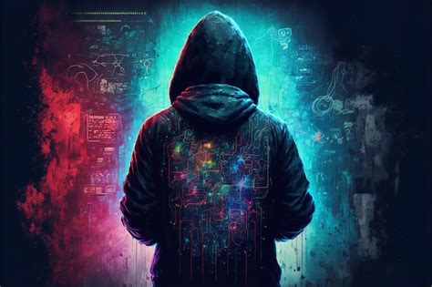 Premium Ai Image Back Side Of A Hacker Generative Ai