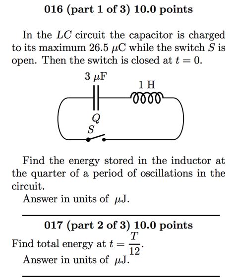 Solved In The Lc Circuit The Capacitor Is Charged To Its Chegg