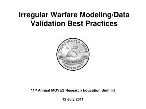 Ppt Irregular Warfare Modelingdata Validation Best Practices