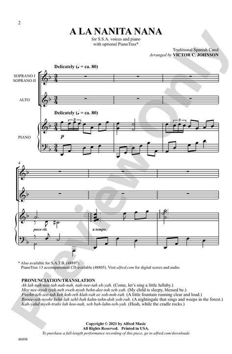 A La Nanita Nana Ssa Choral Octavo Digital Sheet Music Download