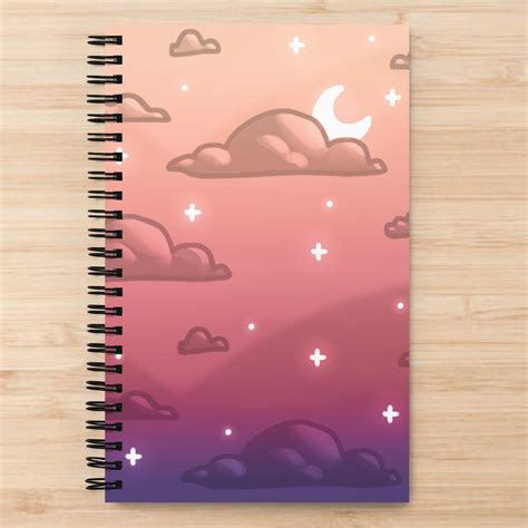 Cute Sunset Notebook Cartoon Cute Night Time Notebook Planner Notebook Cute Ts Cute Diary