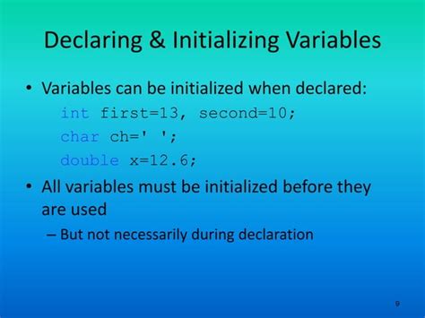 Object Oriented Programming 10 Variables Input And Output Ppt