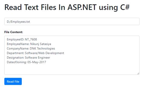 Read And Write Text Files In Aspnet Using C Codingvila
