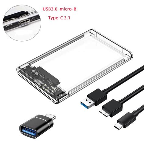 Usb Type C External Hard Drive Enclosure For Inch Sata Hdd And Ssd Transparent Hard Disk