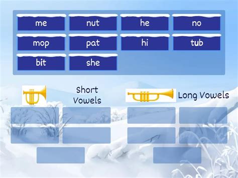 short vowels vs long vowels 按組排序