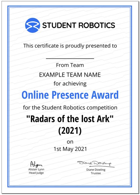 design certificates for sr2021 winners · issue 692 · srobo tasks · github