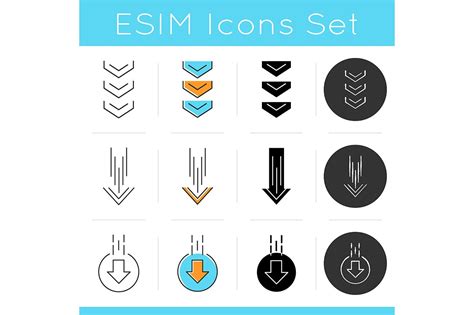 Scrolldown Indicators Icons Set Outline Icons ~ Creative Market
