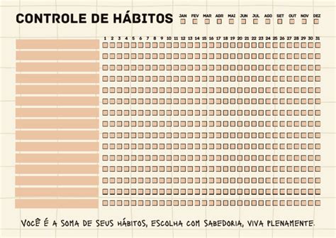 Controle De Hábitos Planner Planejador Horizontal A4 Pdf