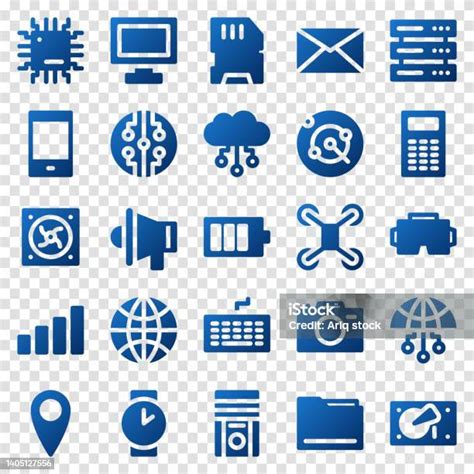 그라디언트 스타일의 25 장치 및 기술 웹 아이콘 세트 미래의 인더스트리 40 컨셉 팩토리 기술의 컬렉션 그라디언트 아이콘 벡터 일러스트 레이 션 Brand Name