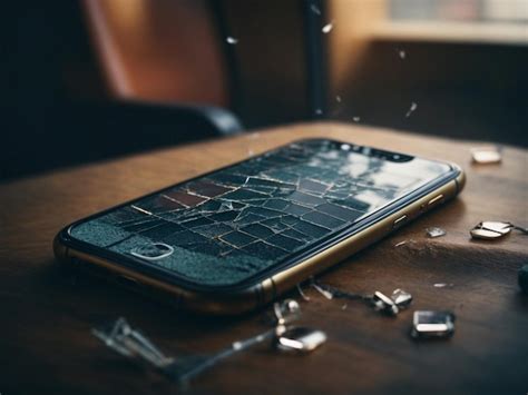 Premium AI Image Broken Screen Iphone On The Table