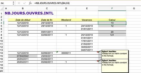 La Fonction NB JOURS OUVRES INTL D Excel En Anglais NETWORKDAYS INTL