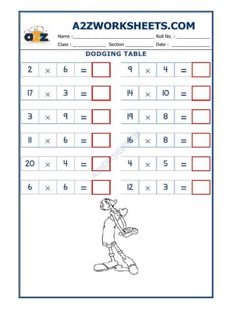 A2zworksheets Worksheet Of Dodging Table 14 Multiplication Maths