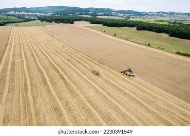 Aerial View Combine Harvester Harvesting Wheat Stock Photo 2230391549