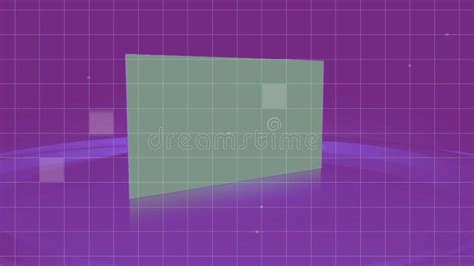 Floating Green Grid Panel Over Purple Background With Digital Animation