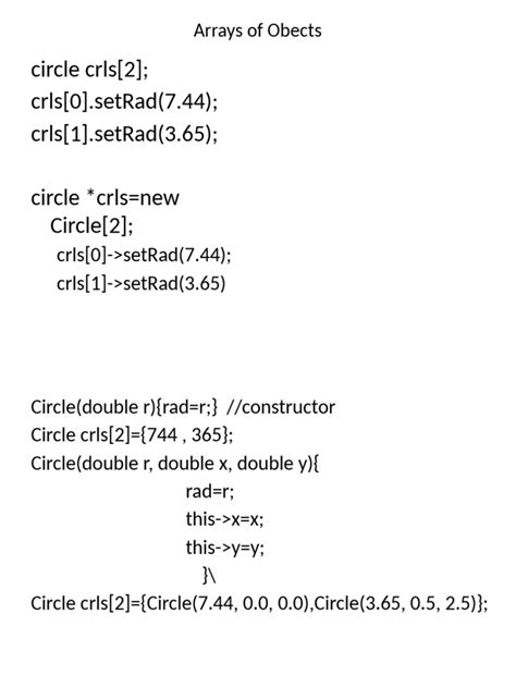 Lecture 10 Arrays Of Objects Pdf