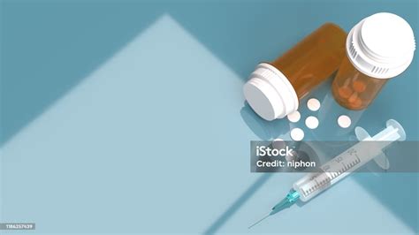 의료 개념에 대 한 주사 바늘 약물 알 약 3d 렌더링 3차원 형태에 대한 스톡 사진 및 기타 이미지 3차원 형태 건강