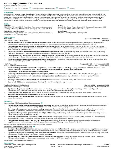 Rahul Bharuka Python Dev 3 Yoe Pdf Optical Character Recognition