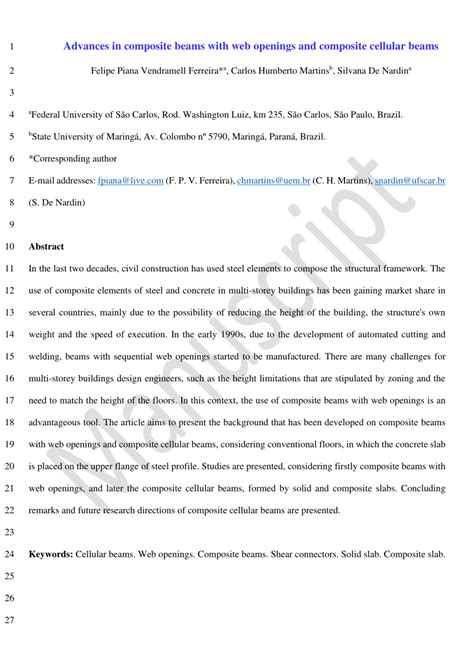 Pdf Advances In Composite Beams With Web Openings And Composite Cellular Beams