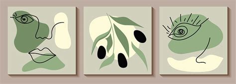 다양한 초현실적 인 얼굴의 세트 얼굴 라인 아트 면 도면 현대 초상화 둥근 요소 추상적 인 모양 선 꽃 잎 꽃 손으로 그린 벡터 그림입니다 미니멀한 스타일 2명에 대한 스톡