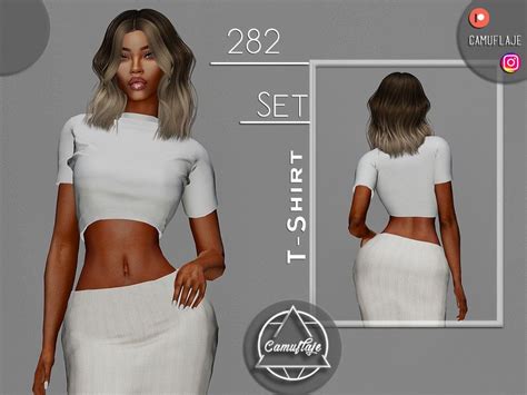 Camuflaje S SET 282 Cropped T Shirt Sims 4 Mods Clothes Sims 4