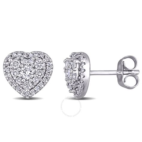 Amour 12 Ct Tw Diamond Composite Heart Shape Halo Stud Earrings In 10k