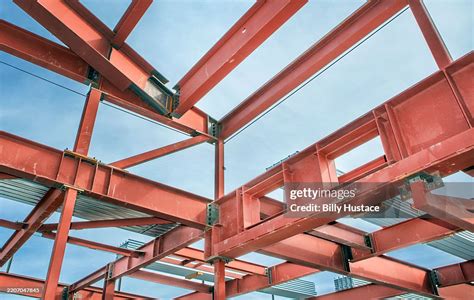 Closeup Of Steel Ibeam Girder Connections Of An Industrial Building