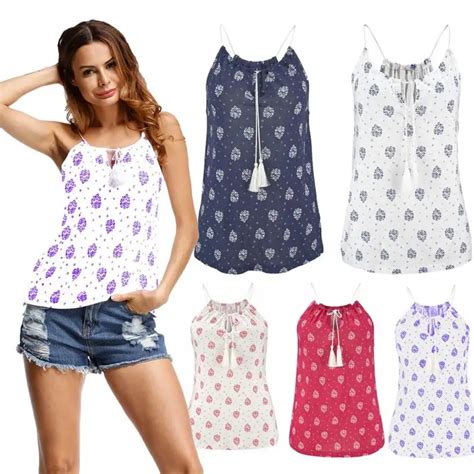 Desire 50 Women Summer Print Sleeveless Vest Shirt Tank Tops Blouse T