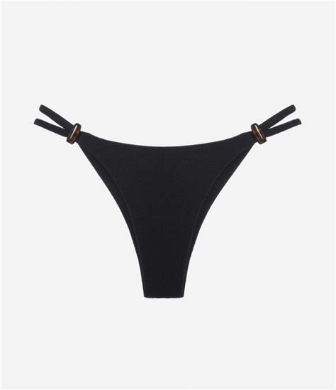 Biquíni Calcinha String Em Poliamida Com Lateral Dupla Preto