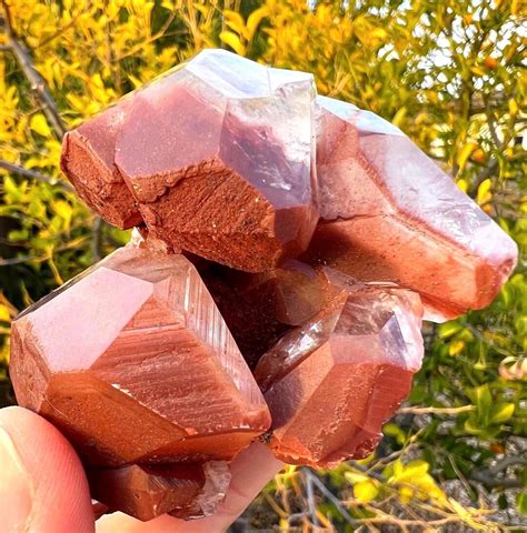 Red Diamond Calcite Cluster Iron Hemitoid Inclusions Uv Reactive