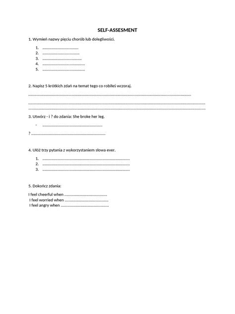 Self Assesment Pdf