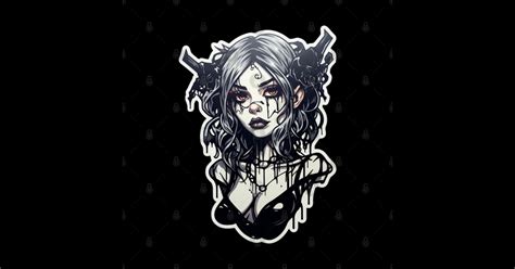 Goth Waifu Cat Girl Demon Fantasy Sticker Teepublic