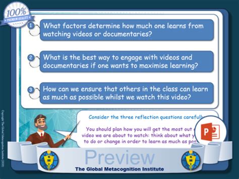 Metacognition Questioning Tool For Use With Videos [all Subjects