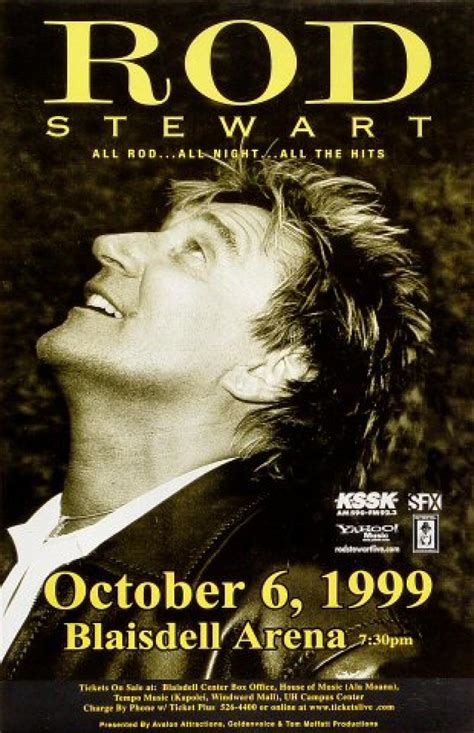 Rod Stewart Vintage Concert Poster From Blaisdell Arena Oct 6 1999 At