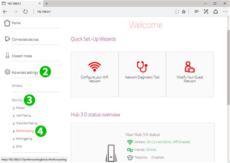 Enable Port Forwarding For The Virgin Media Hub 3 0 Cfos Software
