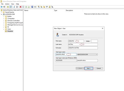 Acesso 8 Criando Usuários No Active Directory Do Windows Server 2019